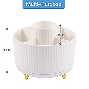 WNING Pen Holder for Desk, Pencil Holder,5 Slots 360° Degree Rotating Desk Organizers and Accessories, Cute Pen Cup Pot for Office, School, Home, Art Supply (white)