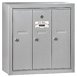 Salsbury Industries 3503ASU Surface Mounted Vertical Mailbox with 3 Doors and USPS Access, Aluminum