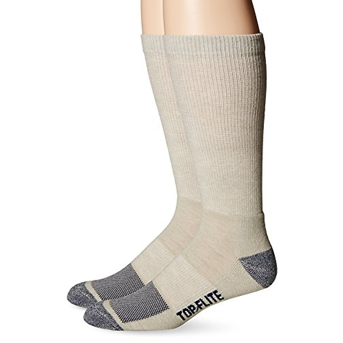 Top Flite Men's Sport Half Cushion Crew Ultra Dri Socks 2 Pair Pack, Khaki, Sock Size:10-13/Shoe Size: 6-12