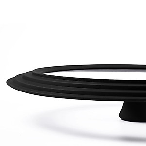 Universal Lid for Pots, Pans and Skillets Vented Tempered Glass with Heat Resistant Silicone Rim, Fits 10 inch, 11 inch, 12 inch Cookware, Replacement Lid, Black