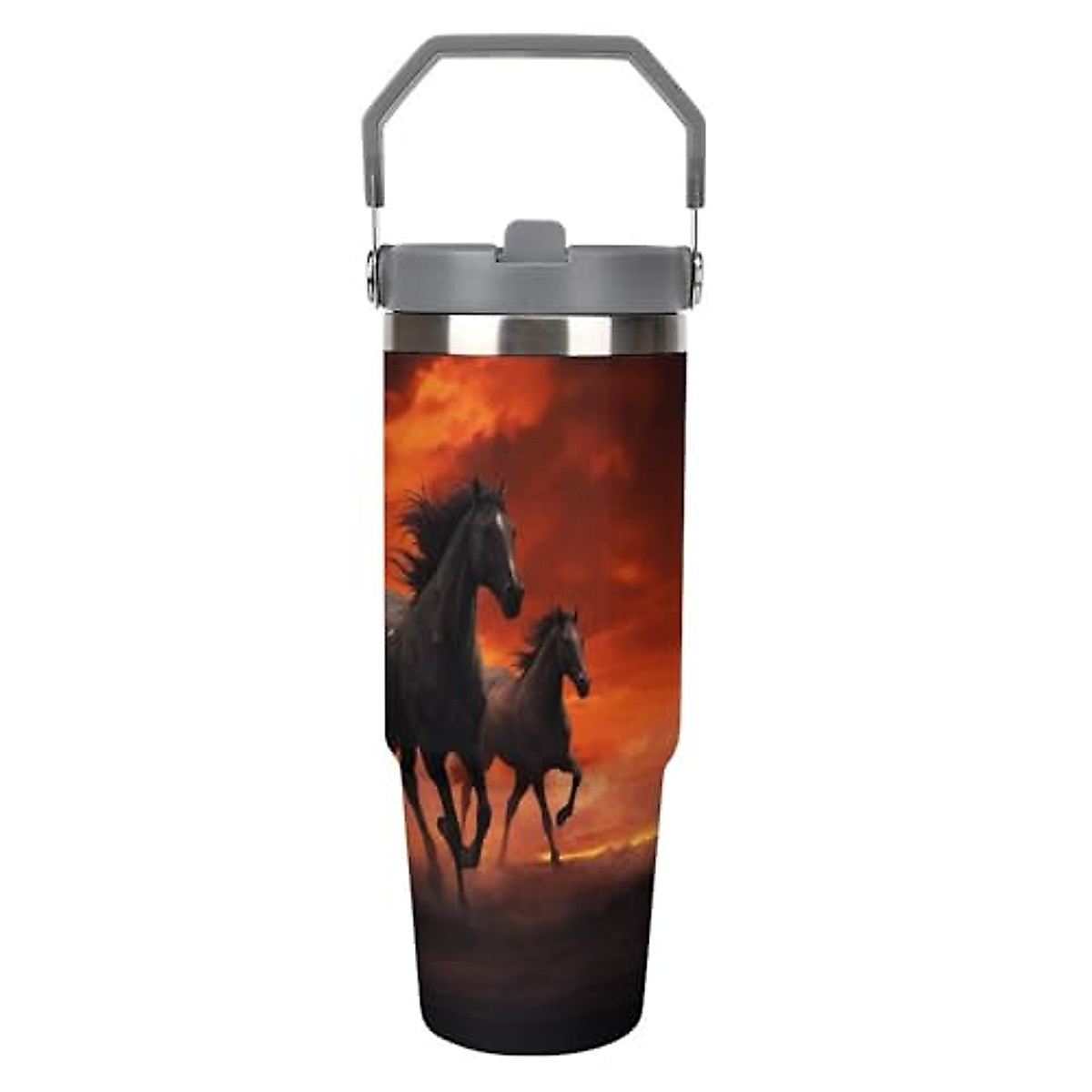 SYJTGDE Large Capacity Car Cup Horses Red Glowing Clouds Fashionable Upgrade Car Cup Advanced And Beautiful Travel Cup