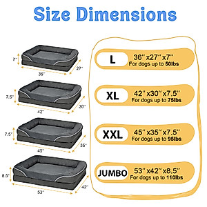 Large Orthopedic Dog Bed Washable - XL Dog Couch Sofa - Four Sides Dog Beds Waterproof Non-Slip for Large Sized Dogs