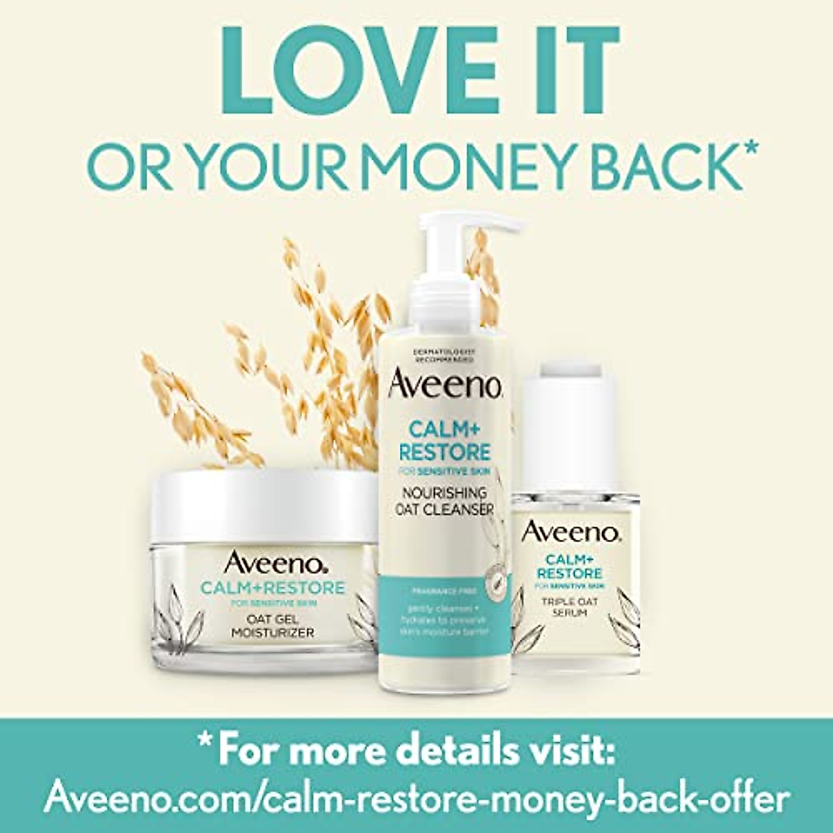 Aveeno Calm + Restore Oat Gel Facial Moisturizer for Sensitive Skin, Fast-Absorbing, Soothing Lightweight Gel Cream Face Moisturizer with Prebiotic Oat & Feverfew, Fragrance-Free, 0.5 oz