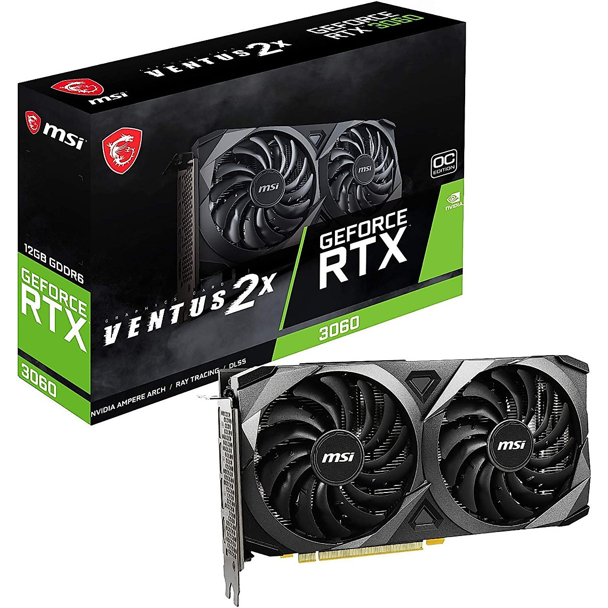 MSI GeForce RTX 3060 DirectX 12 Ultimate RTX 3060 VENTUS 2X 12G OC 12GB 192-Bit GDDR6 PCI Express 4.0 HDCP Ready Video Card