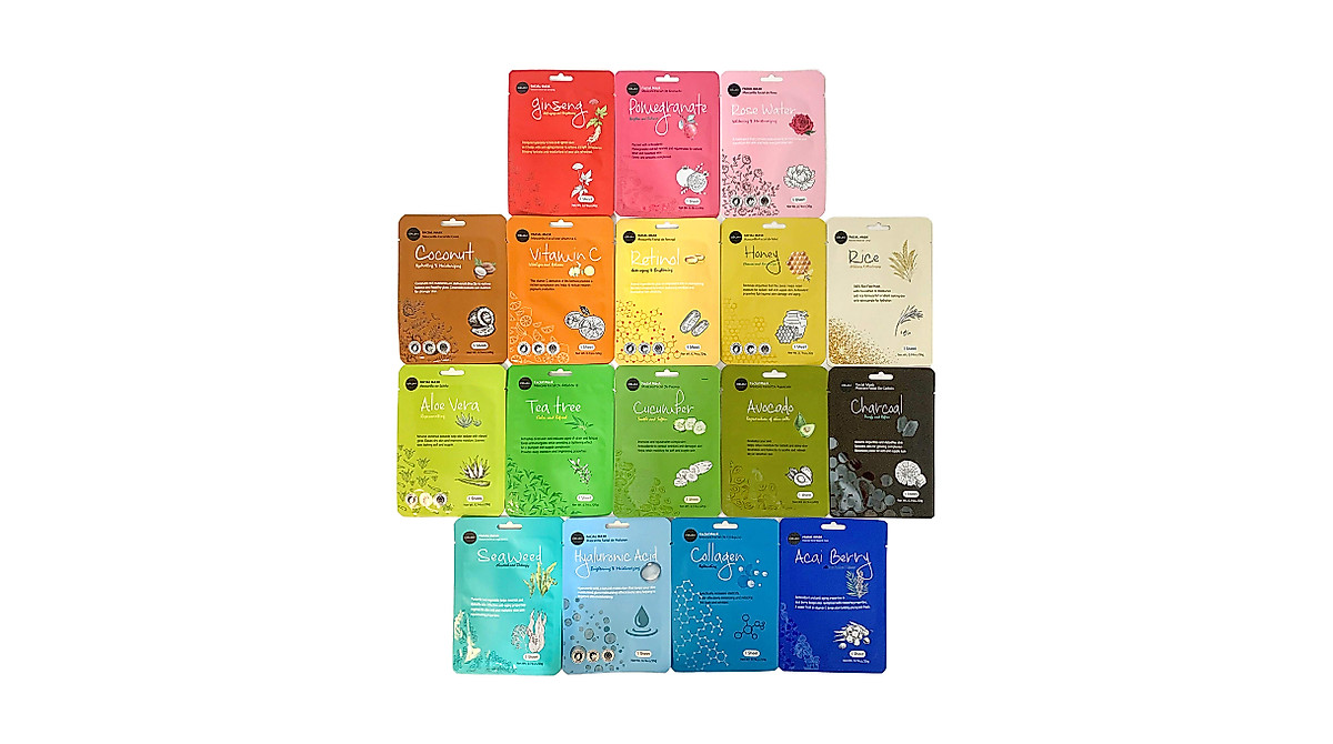 Celavi Korean Facial Sheet Masks Pack | 17 Nature-Infused Essences