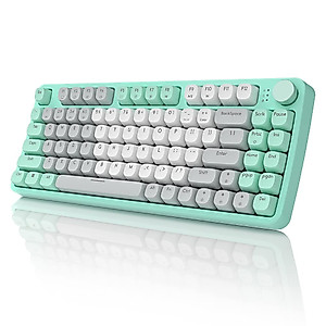 OCG Mechanical Gaming Keyboard Linear Switches 86 Keys Hot Swappable Wireless Keyboards Bluetooth 5.1/2.4G/USB-C Triple Mode Connection,Wired Laptop Keyboard for PC Mac iPad Green