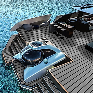 Boat Flooring EVA Foam Faux Teak Marine Mat Self-Adhesive Decking Sheet Non Slip Carpet for Motorboat RV Yacht Kayak Surfboard Deckinging (35in x 94in Grey with Black Seam Lines)