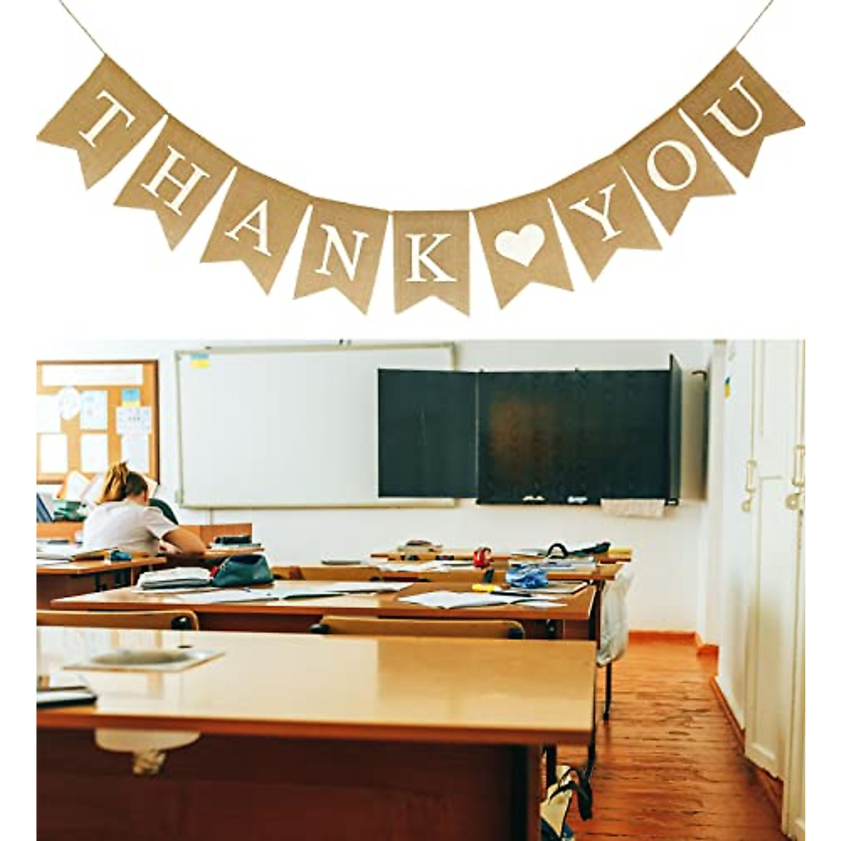 Shimmer Anna Shine THANK YOU Burlap Banner for Wedding Decorations Birthday Party Baby Shower Bridal Shower Baptism Supplies Teacher Appreciation Office Appreciation Sign Photo Prop