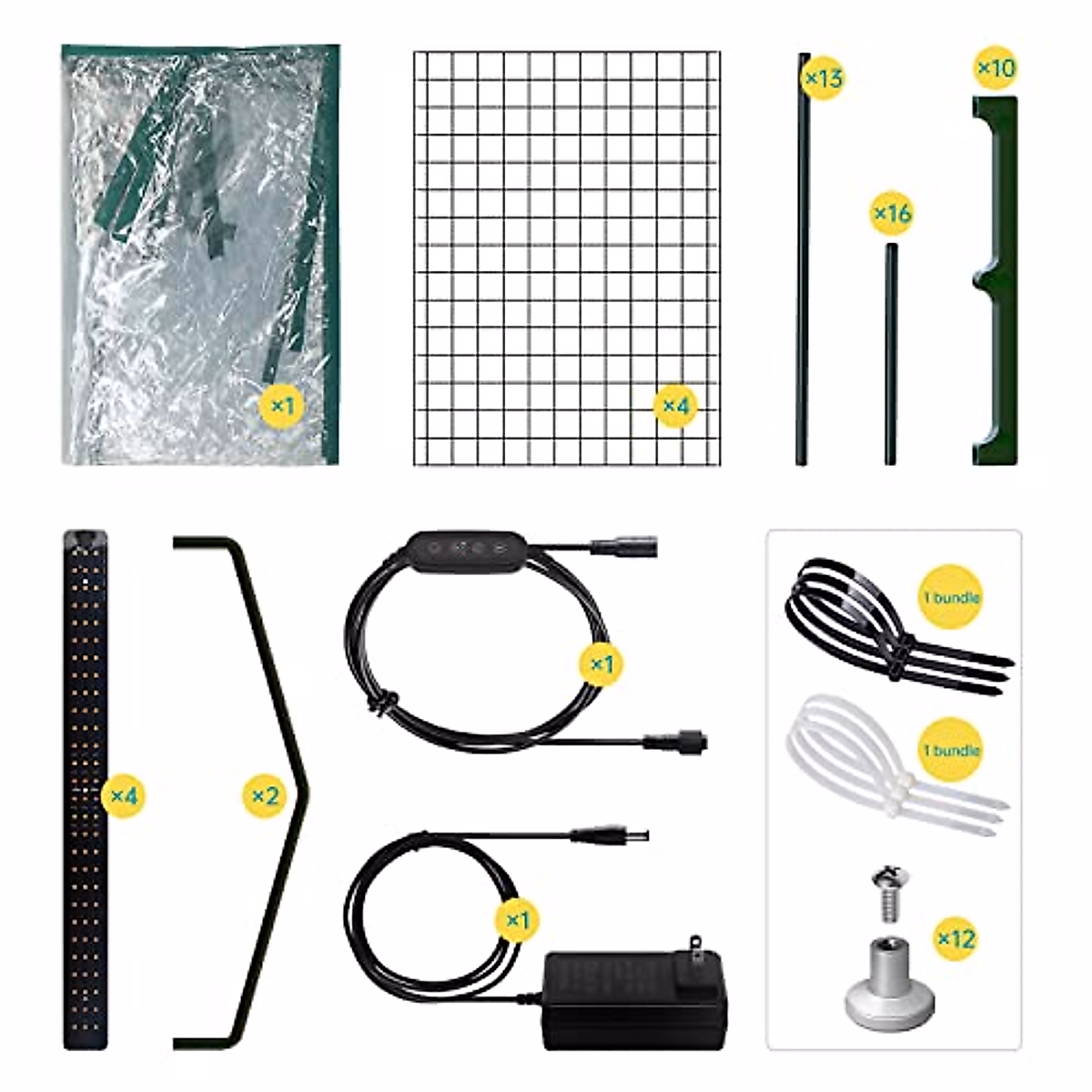 Mini Greenhouse with Grow Light , 4 Tier 27.2"L×19.9"W×61.8"H Portable Greenhouse with Zippered PVC Cover for Seed Starting Trays , Dimmable 2ft 60W Plant Light for Indoor Plant with Timer by Bstrip