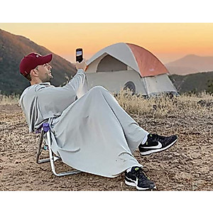 4-Rest Travel Blanket Wearable Super Lightweight Packable Travel Blanket with Sleeves and 2-in-1 Warm/Cooling Effect (Blue, M-L-XL)