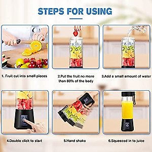 Portable Blender for Shakes and smoothies with Scale, 4000mAh Personal Electric Blender 15.2 oz,150w 6-Blades Blender Bottles, USB Rechargeable Mini Fruit Juicer for Travel, Office, Outdoors