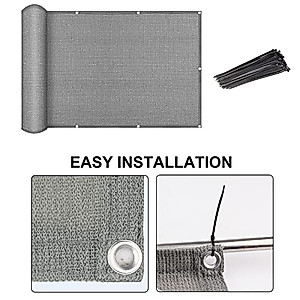 2'6" x 15' Grey Fence Screen Balcony Privacy Screen Shade Netting Mesh Cloth with Grommets for Apartment, Patio, Backyard, Porch, Railing - Customized Size
