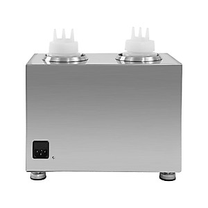 CRYBY 320W Electric Sauce Warmer, Chocolate Sauce Warmer Cheese Sauce Dispenser Warmer with 2 Squeeze Bottles, Hot Fudge Warmer Dispenser Jam Heat Preservation Machine, Single Bottle Capacity 0.14Gal