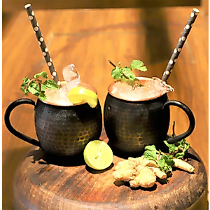 Staglife Black Moscow Mule Copper Mugs, 16 Oz [Set of 2] Antique Black Moscow Mule Copper Mugs, 16 Oz [Set of 2]