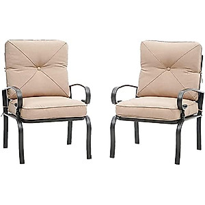 Oakmont 2 Piece Outdoor Furniture Patio Bistro Chairs Metal Dining Furniture Set, All-Weather Garden Seating Chair (Brown)