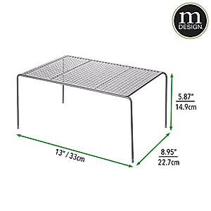 mDesign Large Metal Raised Closet Storage Shelf Organizer for Bedrooms, Bathrooms, Living Room Organization - Holds Clothes, Shoes, Jeans - Concerto Collection - 2 Pack - Graphite/Dark Gray