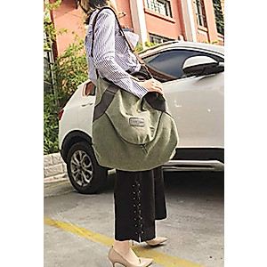 xiaoxiongmao Large Pocket Casual Women's Shoulder Cross body Handbags Canvas Leather Bags Grey