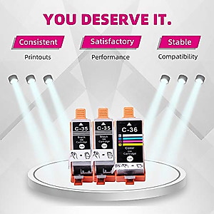 Intactech PGI-35 & CLI-36 Ink Cartridges Compatible with Canon PGI35 CLI36 Ink Use for Canon PIXMA iP110 iP100 mini260 mini320 TR150 Printer 3-Pack