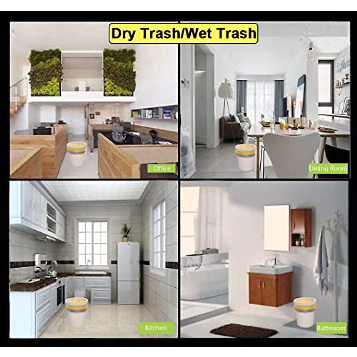 DDSColour 4 Gallon Small Trash Bags Drawstring,for Kitchen Bathroom Yard Office Car Unscented Plastic Yellow Trash bags, Fit 10-13 Liter Trong Small Drawstring Trash Bags Can Bin Liners 75 Count