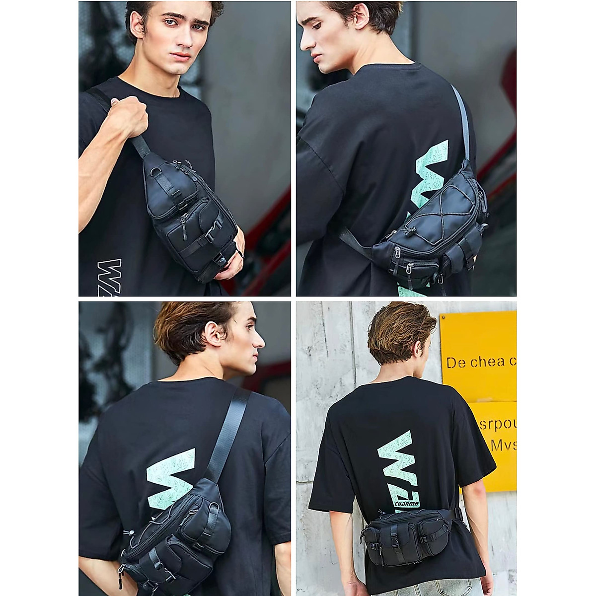 Chenstabar Sling Bag Chest Shoulder Backpack Small Men Crossbody Shoulder Bag Multipurpose Fanny Pack for Wallet Phone (Snap)