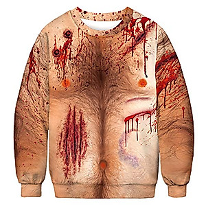 Women's Sweatshirt Thenlian Mens Casual Scary Halloween 3D Print Party Long Sleeve Hoodie Top Blouse(M, Red 2)