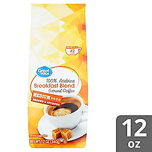 Great Value 100% Arabica Breakfast Blend Medium Ground Coffee - 12 oz. (Pack of 2)