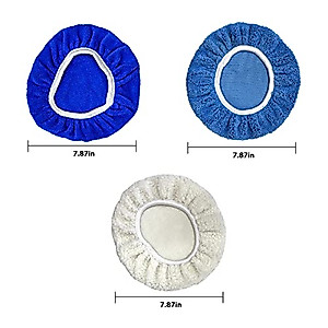 AICEL 9PCS Car Buffer Polisher Pad Bonnet, 9 to 10 Inches Car Orbital Polishing Bonnet Coral Fleece Buffing Cover, Soft Microfiber Car Woolen Wax Kit, Universal Auto Cleaning Waxers Set