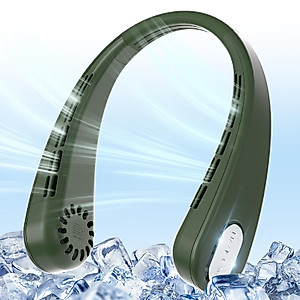 Portable Neck Fan, Hands Free Bladeless Personal Fan, 4000mAh Battery 4-16H, 360° Fast Cooling, No Hair Twisting, Ultra Quiet, Travel Essentials, Suit Home Office Sports, Gifts for Women Men-Green