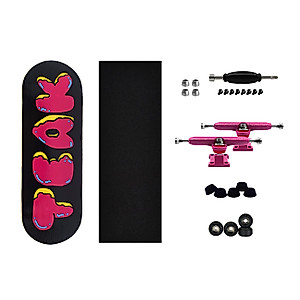 Teak Tuning 32mm Pro Fingerboard Heat Transfer Graphic Complete - Fully Assembled with Pro Level Parts - Pro Shaped Wood Deck (34x97mm), UltraSpin Wheels, Prodigy Trucks - Donut Teak Logo