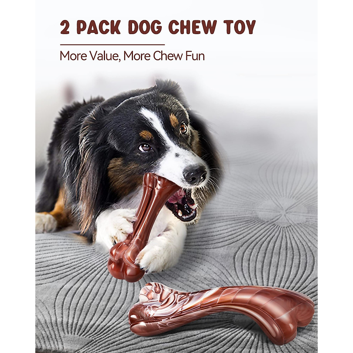 GEE BON Dog Toys, 2 Pack Nylon Chew Bones for Aggressive Chewers, Durable Dog Chew Toy for Large Medium Dogs, Chicken & Peanut Flavor, Helps Dental Health, Pet Toy Gift