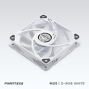 Phanteks (PH-F120SK_DRGB_PWM_WT01_3P) SK120 DRGB PWM FAN 3Pack – 3X 120mm fan, high airflow nine-blade design, DRGB Lighting, rubber dampening washers - White 