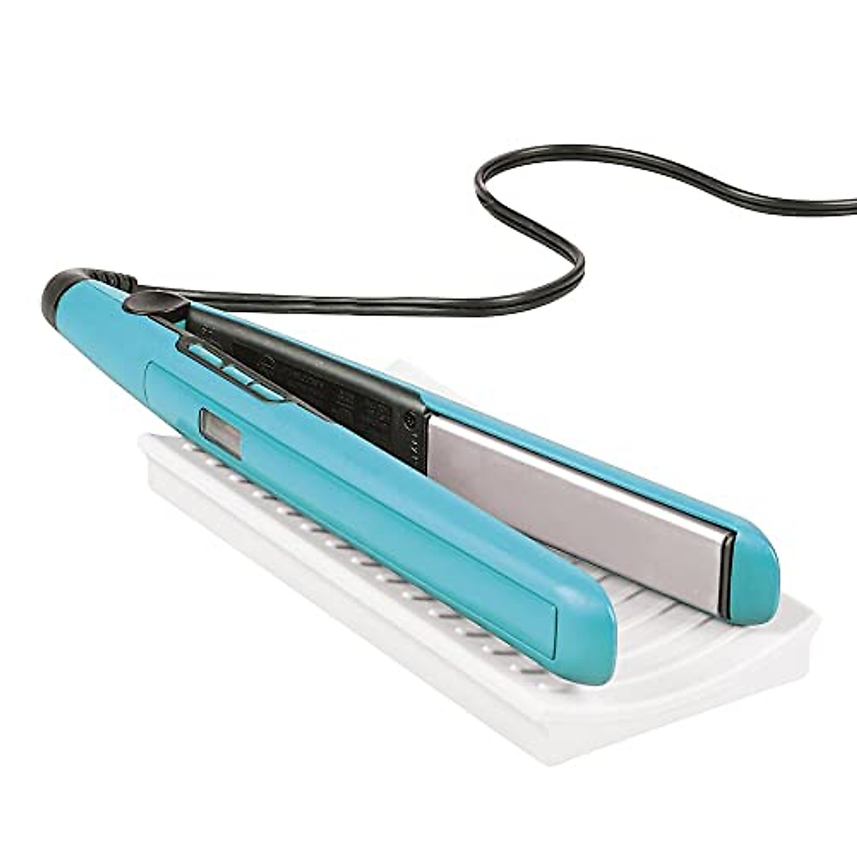 mDesign Silicone Heat-Resistant Hair Care Styling Tool Mat Tray - Rest Curling Irons, Flat Irons, Straighteners, Sticks, Wands - for Bathroom Vanity Countertop - Non-Slip, Waterproof - White