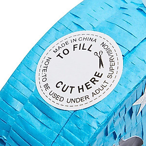 BLUE PANDA - Pull Pinata for Birthday Party, Small Dolphin (13 x 16.5 x 3 In)