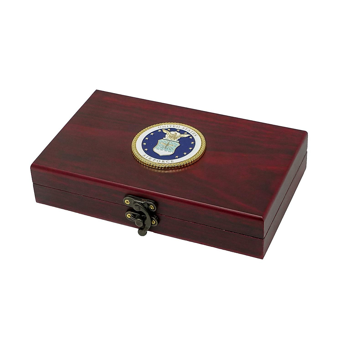 Military Gift Shop US Air Force Playing Cards & Dice in Keepsake Box - USAF Rank Insignia Cards - Air Force Gifts | Disabled Vet Owned Business | Air Force Card Set