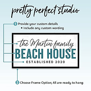 Customizable Beach House Sign, Personalized Beach Condo Wall Art for New Beach Home Gifts, Large Beach Family Established Framed Wall Art 10"x20"