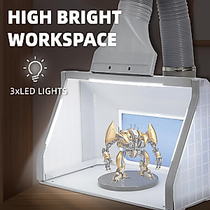 OPHIR Airbrush Spray Booth, Super Power Portable Air Brush Paint Spray Booth with Filter LED Lights for Model Painting, Hobby, Crafts, Cake, T-Shirt