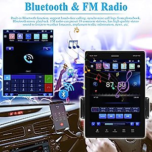 Roinvou Single Din Car Stereo Radio 9.5'' Movable Vertical Touch Screen with Carplay Android Auto Bluetooth FM Radio Mirror Link Backup Camera Support Video Playback SWC DVR USB AUX TF