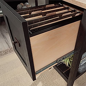 Sauder Cottage Road Desk, L: 53.94" x W: 19.45" x H: 29.76", Raven Oak Finish