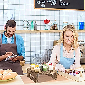 Rustic Brown Burnt Wood Cake Stand Wooden Cupcake Stand Dessert Buffet Display Holder Riser Stands for Wedding Birthday Graduate Party, Set of 2