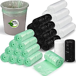 Maitys 600 Pcs Small Trash Bags 4-6 Gallon Small Garbage Bags Bulk Kitchen Trash Bags Bathroom Trash Bags Unscented Waste Basket Liner for Bathroom Bedroom Office Kitchen Yard Car, Black Green White