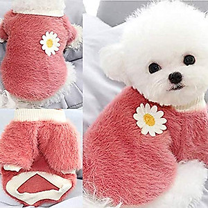 Pet Sweatshirt Doggie Hooded Style Plush Flowers Sweater for Round Dog Daisy Sweaters Girl Dogs Neck Small Pet Clothes Puppies Clothes for Girls (Pink, XS)