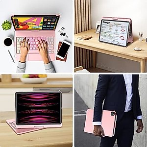 iPad Pro 11 inch Case with Keyboard, iPad Air 5/Air 4 10.9 inch Keyboard Case with Trackpad, Keyboard Case for iPad Air 5/Air 4 and iPad Pro 1-4 Gen, Backlit 10 Color & 360 Screen Rotation - Rose Gold
