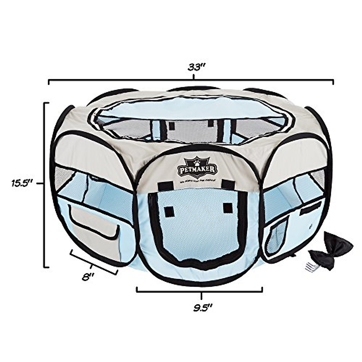 Portable Pop Up Pet Play Pen with carrying bag 33in diameter 15.5in Blue by PETMAKER