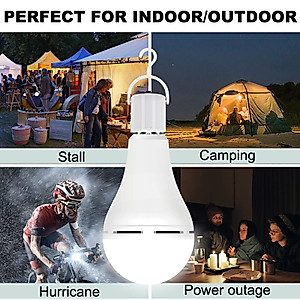 Neporal Emergency-Rechargeable-Light-Bulb, Stay Lights Up When Power Failure, 1200mAh15W 80W Equivalent LED Light Bulbs for Home, Camping, Tent (6 Count Daylight)