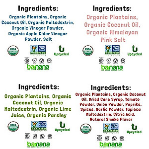 Barnana Organic Plantain Chips - Variety Pack - 5 Ounce, 4 Pack Plantains - Barnana Salty, Crunchy, Thick Sliced Snack - Best Chip For Your Everyday Life - Cooked in Premium Coconut Oil