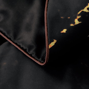 aoaoaoway Black King Marble Comforter Sets, 5 Pieces (1 Quilt + 2 Pillowcases + 2 Silk Pillowcases) Stylish Bedroom Design, Super Soft Silk Microfiber Quilt, All Seasons(Black4,King)