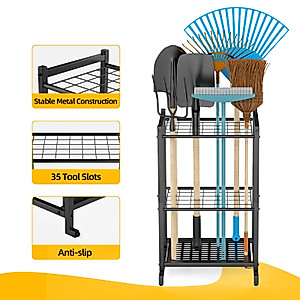 KDSOM Garden Tool Organizer for Garage，Garden Tool Storage Rack with Wheels，Yard Tool Holder for Garage, Shed, Outdoor, Tool Stand