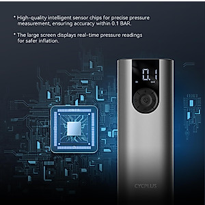 CYCPLUS Tire Inflator Portable Air Compressor, 150 PSI Cordless Air Pump with Digital LCD Screen Pressure Gauge, Electric Air Pump for Car, Motorcycle, Bicycle and Balls