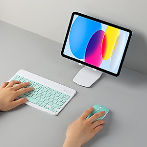 Ultra-Slim Rechargeable Bluetooth Keyboard Portable Compact Wireless Keyboard for Android Windows Samsung Galaxy Tab Tablet Smartphone Cell Phone iOS iPhone iPad, iPad Pro, iPad Air, iPad Mini (Green)