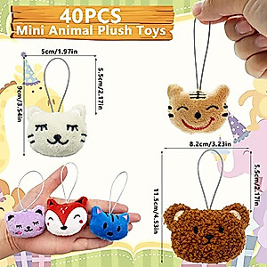 XIPEGPA 40 PCS Mini Animal Plush Toys Set Cute Small Animal Stuffed Toy Keychain for Party Favors Keychain Ornament for Goody Bag Easter Egg Stuffers Carnival Birthday Party Classroom Prizes